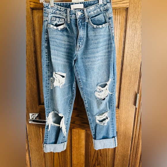 Jeans | Vervet Blue Distressed Cuffed Jeans New | Poshmark